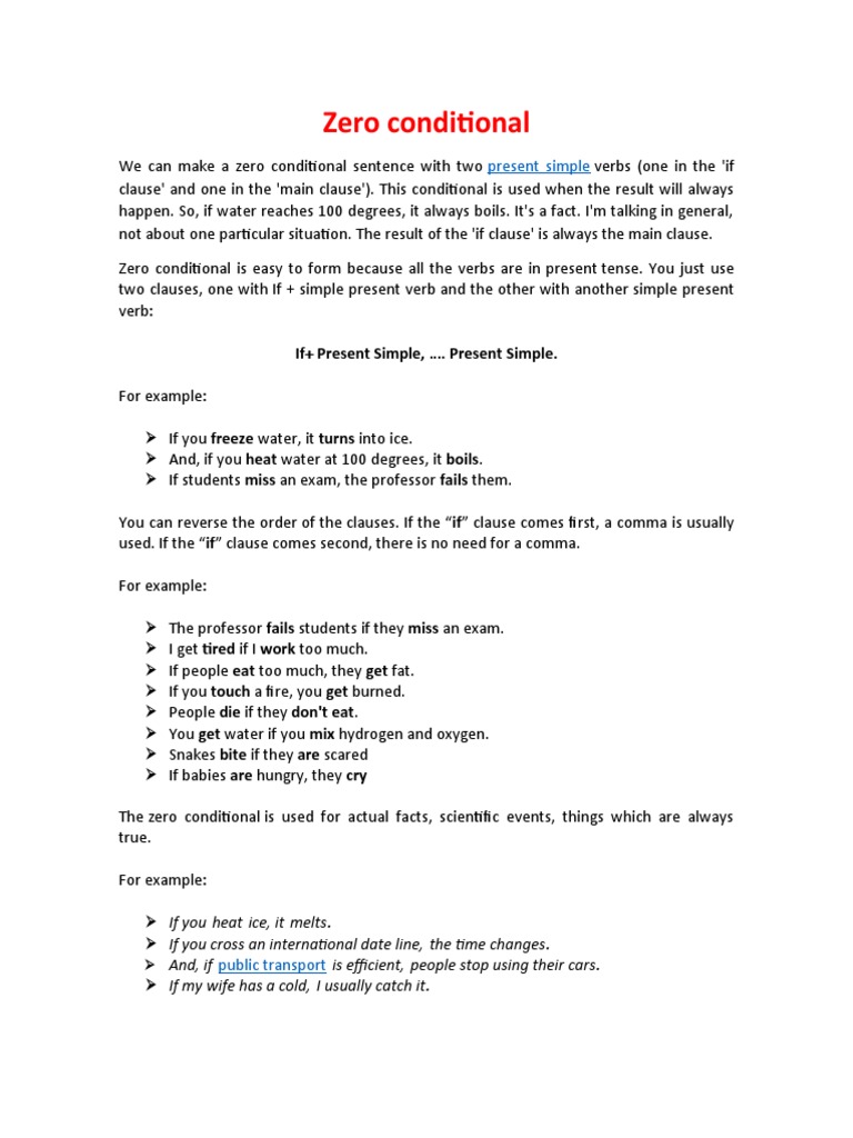 Zero Conditional: Present Simple | PDF | Grammar | Language Mechanics