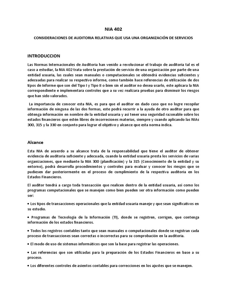 Consideraciones de auditoría relativas al uso de los servicios de una ...
