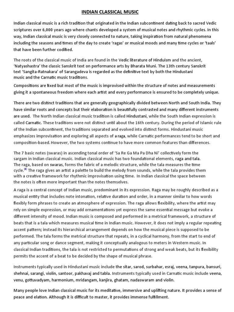 Indian Classical Music | PDF | Music Theory | Sound