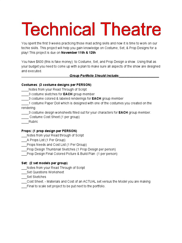 Tech Theatre Project 2021 | PDF | Costume Design