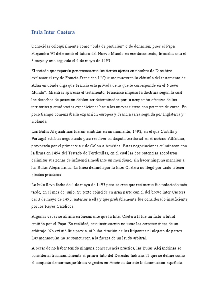 Bula Inter Caetera | PDF | Edad del descubrimiento | España