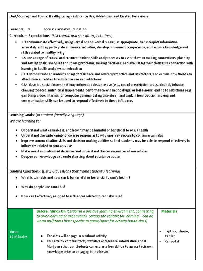 Cannabis Lesson | Download Free PDF | Substance Abuse | Cannabis (Drug)