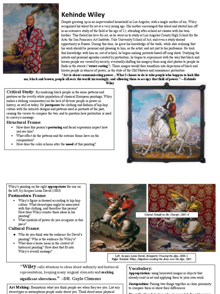 Handout Kehinde Wiley | PDF | Paintings | Portrait Painting