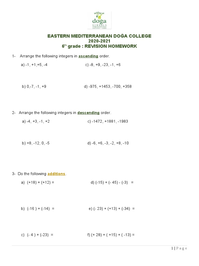 6th FORMS REVISION HW | PDF