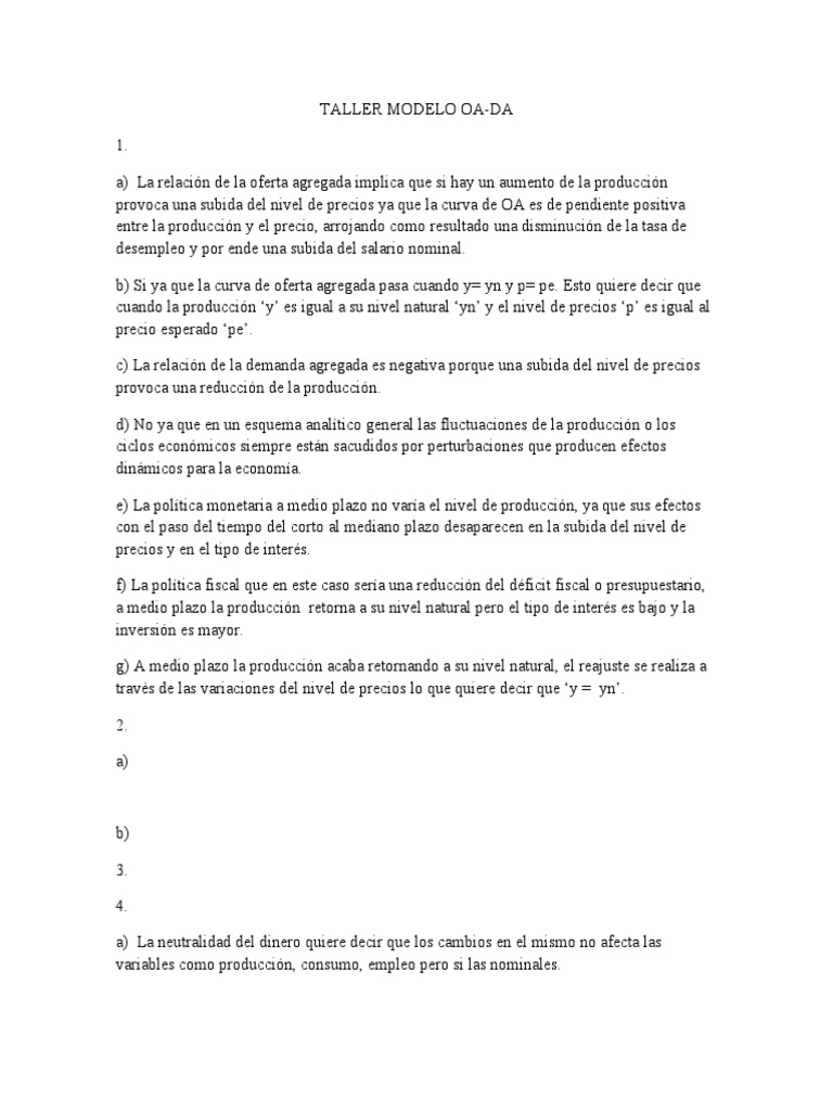 Análisis del Modelo OA-DA | PDF | La política monetaria | La política ...