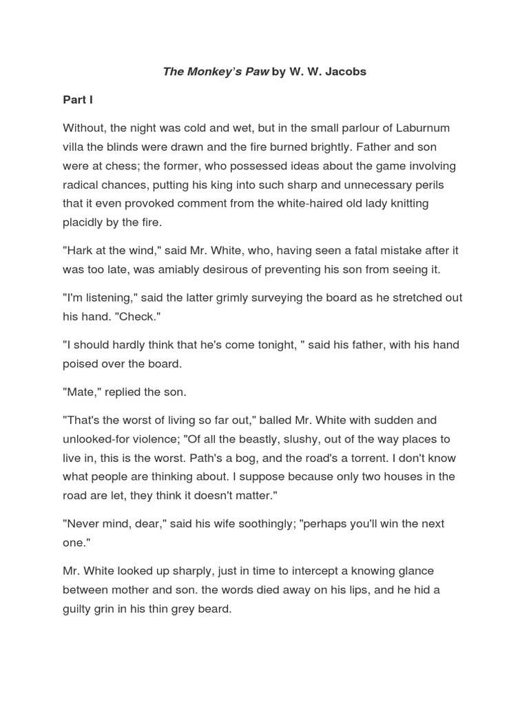 W. W. Jacobs - The Monkey's Paw + Japanese Translation in Parallel Text ...