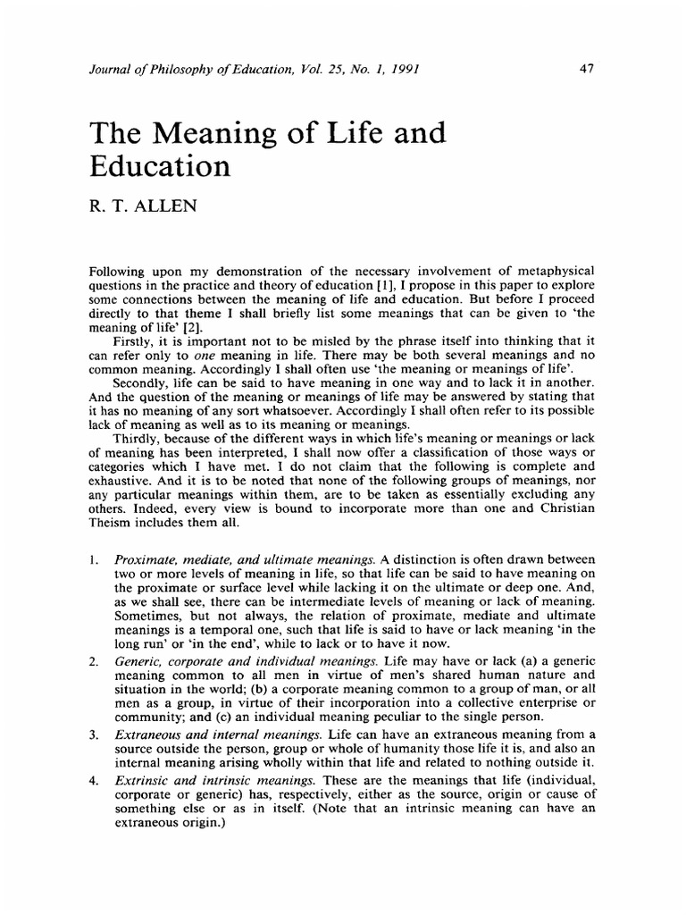 The Meaning of Life | PDF | Meaning Of Life | Metaphysics