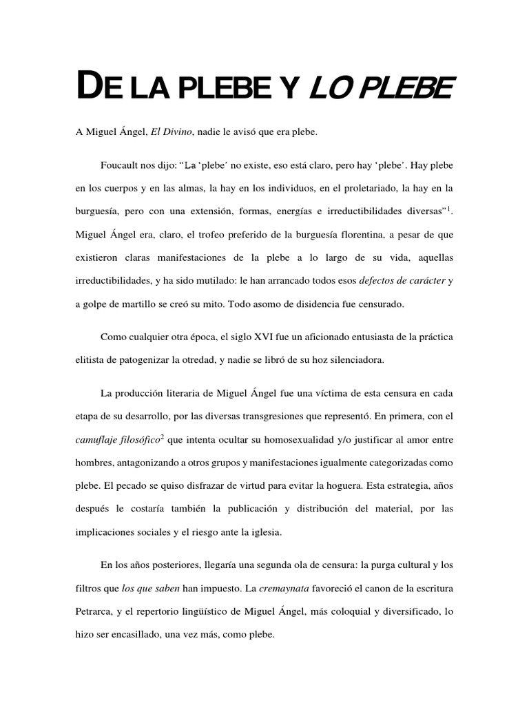 De La Plebe y Lo Plebe PDF | PDF