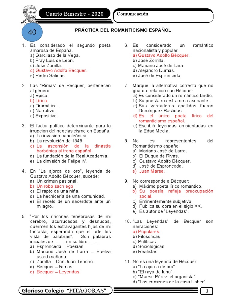 Práctica 40 El Romanticismo Español | PDF | Literatura española | Poesía