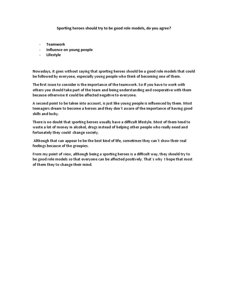 Sporting Heroes Should Try To Be Good Role Models | PDF