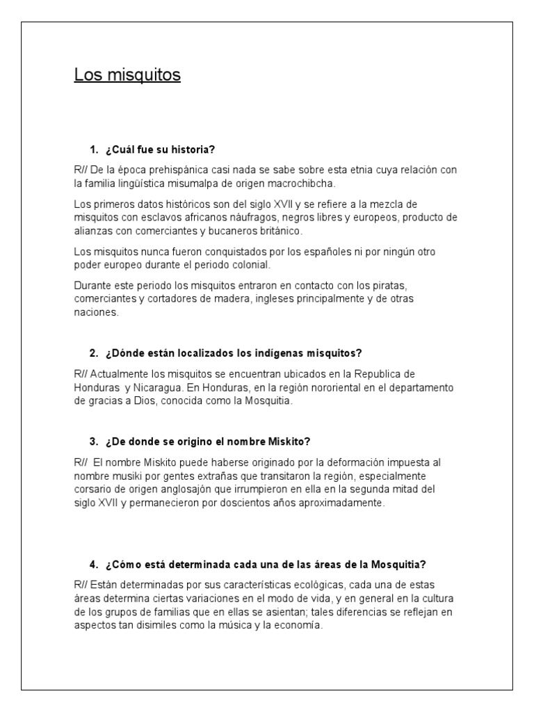 Historia y vida de los misquitos | PDF | Alimentos | Religión y creencia