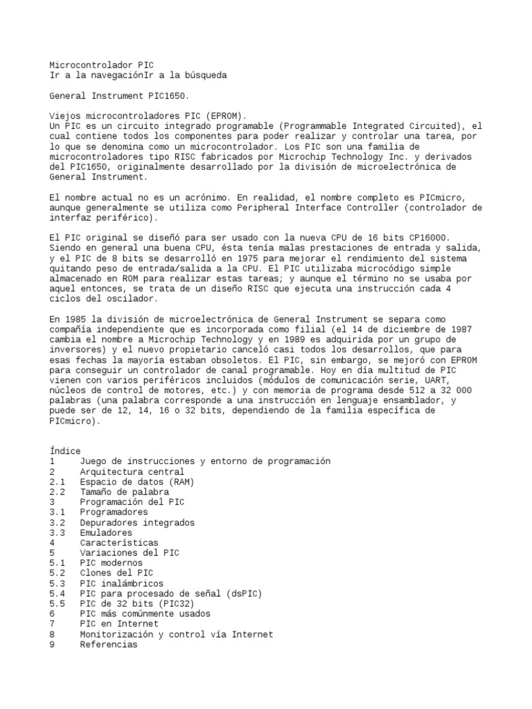 Pic 1650 | PDF | Circuito integrado | Unidad Central de procesamiento