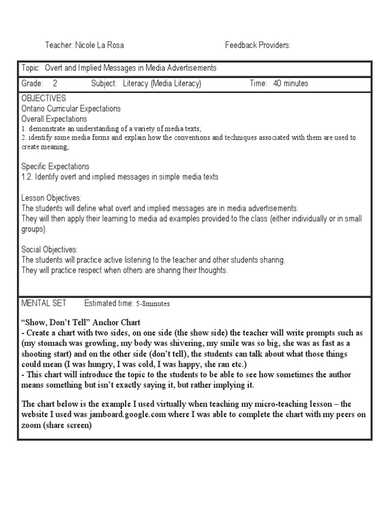 Overt Implied Messages in Media Ads | PDF | Teachers | Literacy