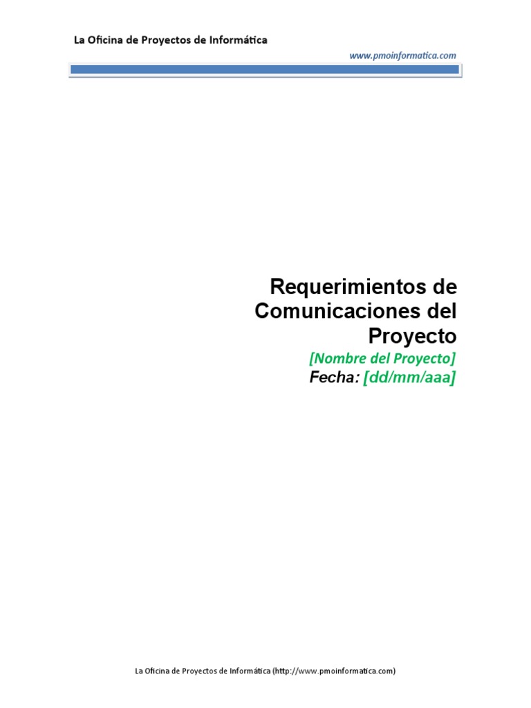 PMOInformatica Plantilla de Requerimientos de Comunicaciones Del ... PMOInformatica Plantilla de Requerimientos de Comunicaciones Del ...