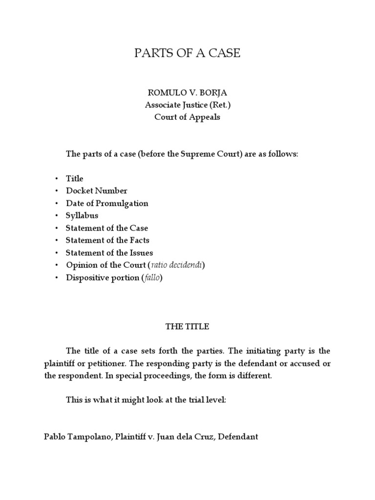 Parts of A Case | PDF | Obiter Dictum | Precedent