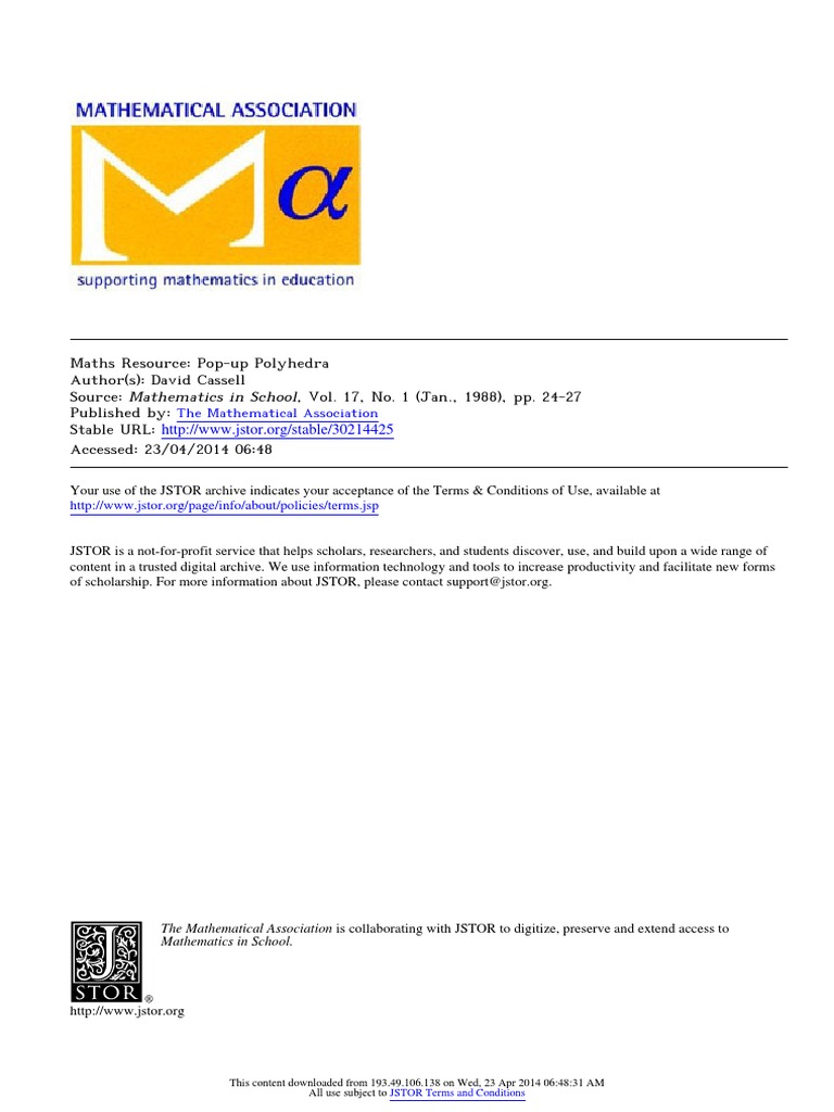 David Cassell - Pop-Up Polyhedra | PDF | Geometric Shapes | Convex Geometry