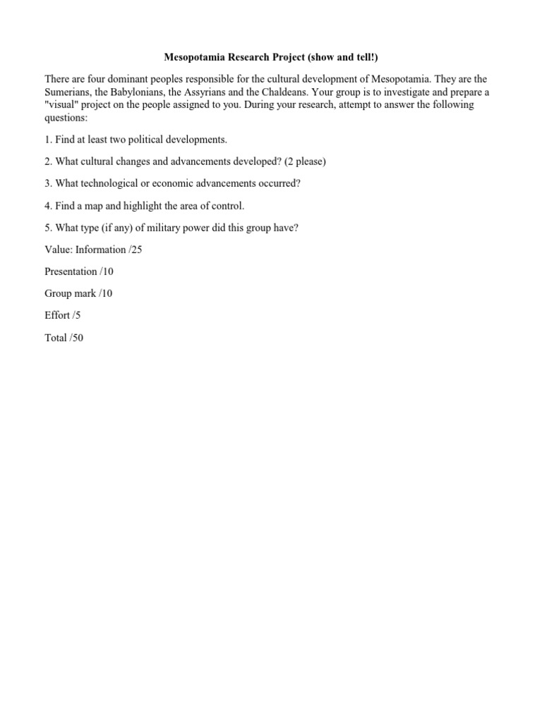 Mesopotamia Research Project PDF | PDF