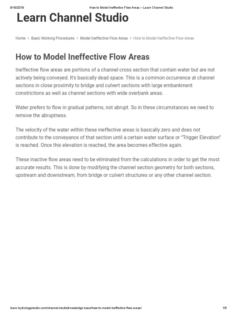 Learn Channel Studio: How To Model Ineffective Flow Areas | PDF | Area ...