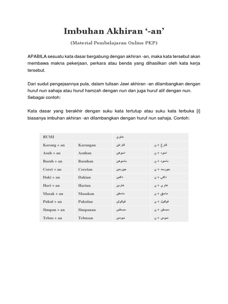 Imbuhan Akhiran | PDF