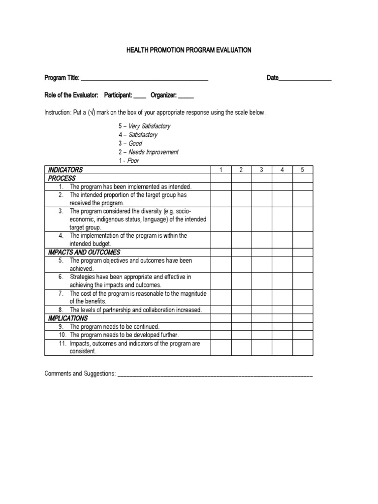 Very Satisfactory Satisfactory Good Needs Improvement Poor Indicators ...