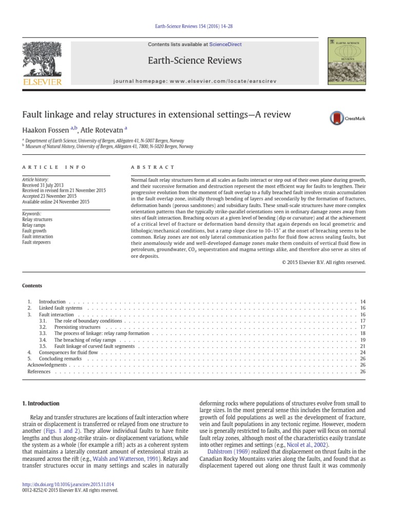 Fault Linkage and Relay Structures in Extensional Settings-A Review ...
