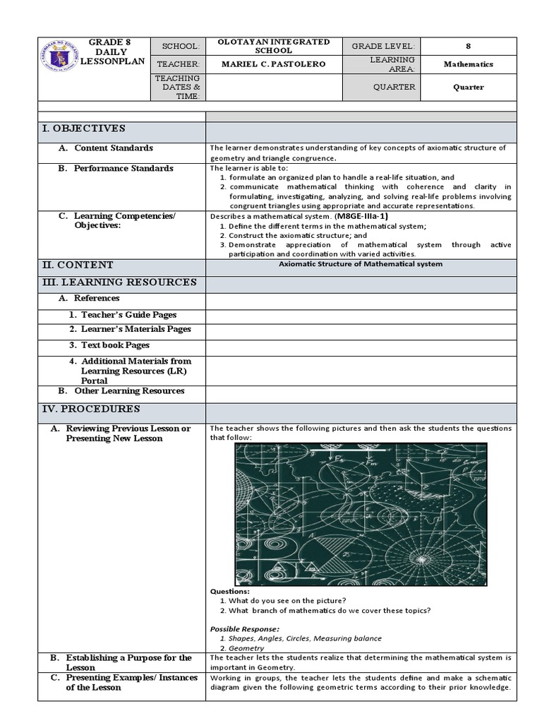 8 - ( (M8AL-IIIa-1) Axiomatic Structure of Mathematical System | PDF | Axiom | Theorem