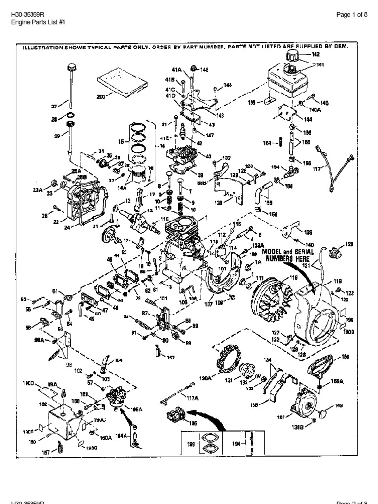 Tecumseh H30 Engine Parts List | PDF | Piston | Internal Combustion Engine