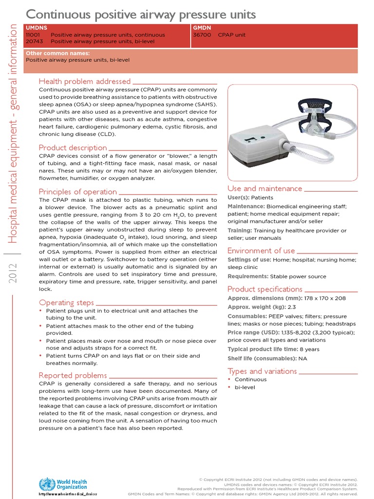 Health Problem Addressed: Umdns GMDN | PDF | Respiration | Physiology