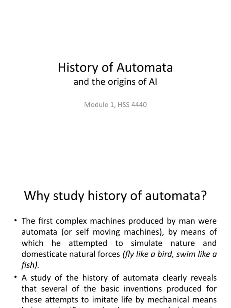 History of Automata: and The Origins of AI | PDF | Loom | Weaving