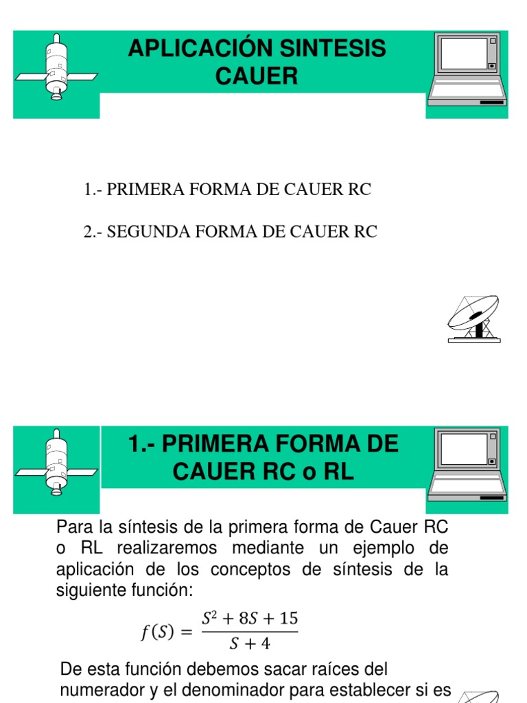 K - 4 Aplicacion Sintesis Cauer RL y RC PDF | PDF