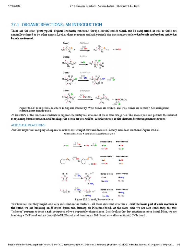 27.1 - Organic Reactions - An Introduction - Chemistry LibreTexts | PDF ...