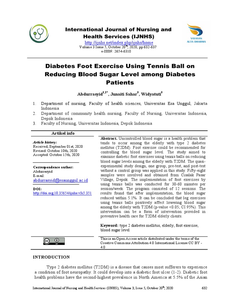 Tennis Ball Exercises for T2DM Control | PDF | Foot | Anatomical Terms ...