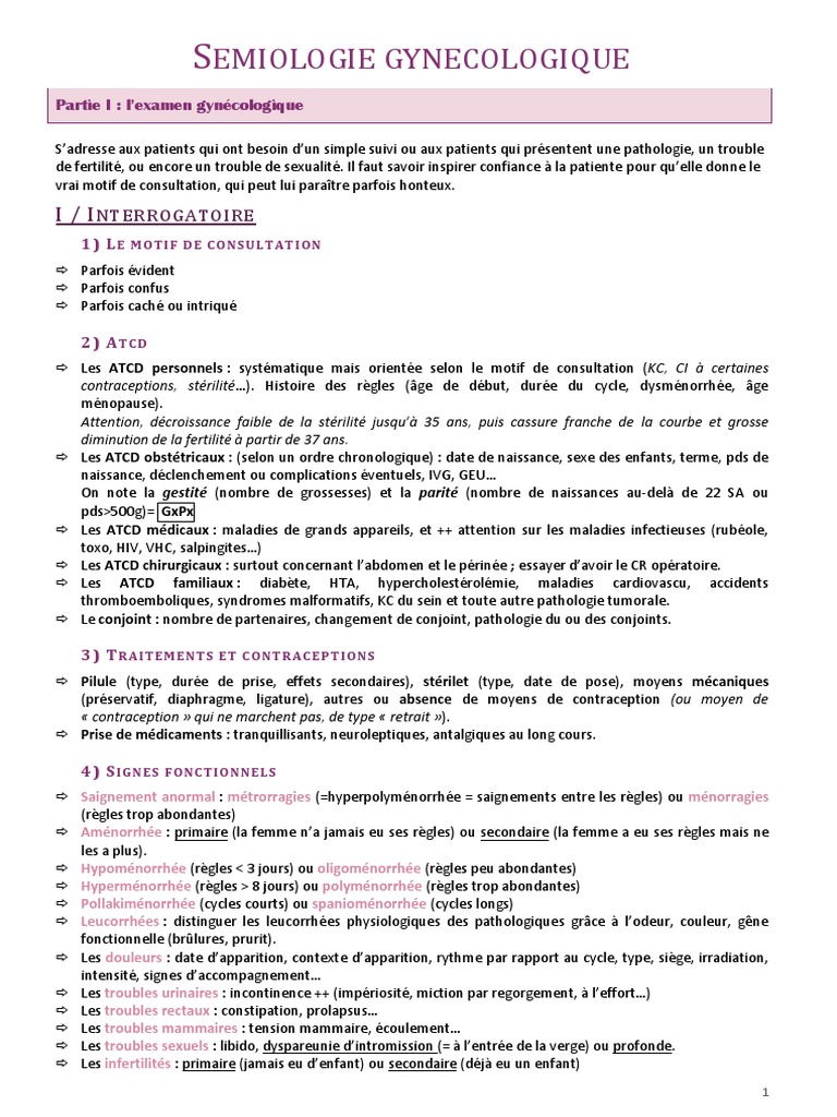 Fiche Sémio Gynéco | PDF | Utérus | Cancer du sein