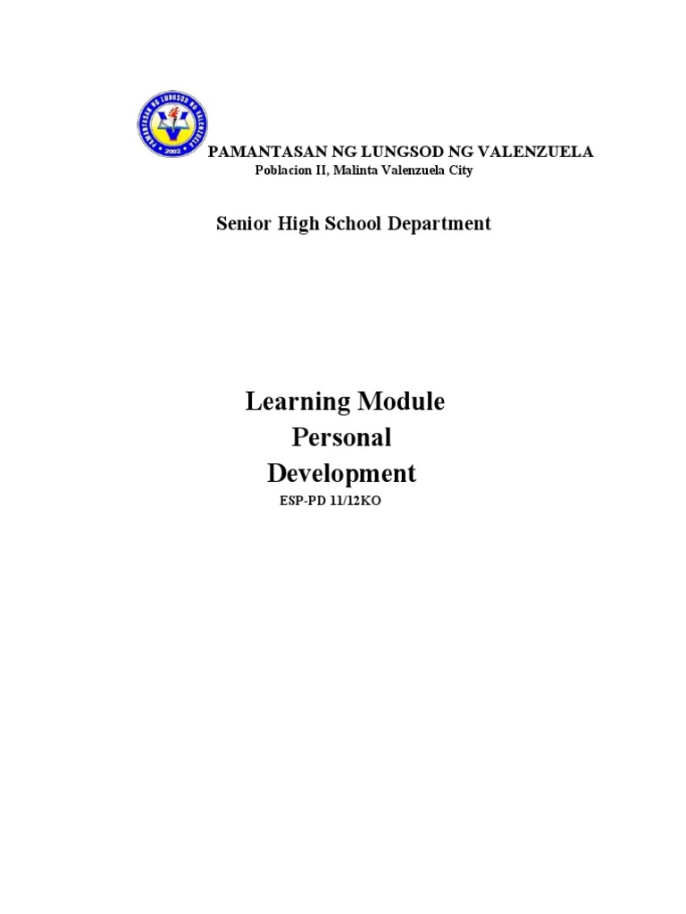 Learning Module Personal Development: Senior High School Department ...