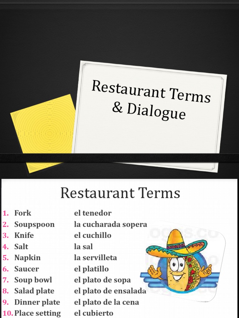 Restaurant Terms and Dialogue | PDF | Menu | Waiting Staff
