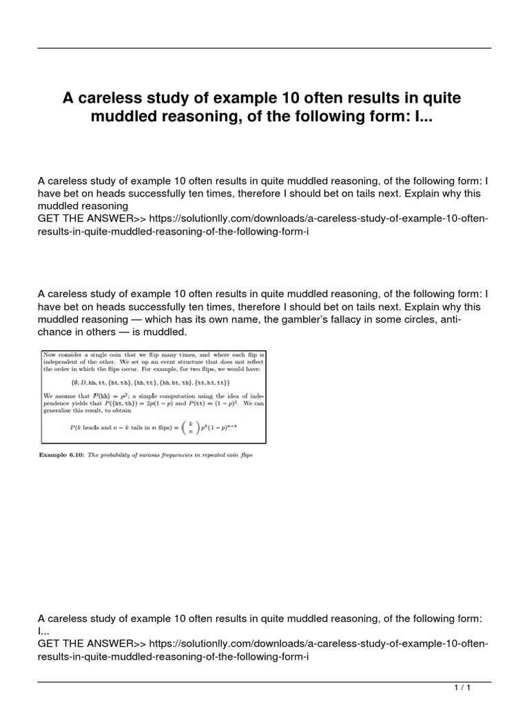 A Careless Study of Example 10 Often Results in Quite Muddled Reasoning ...