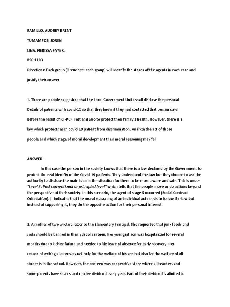 "Level 3: Post Conventional or Principled Level" Which Tells That The ...