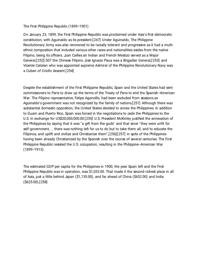 First Philippine Republic Overview (1901) | PDF