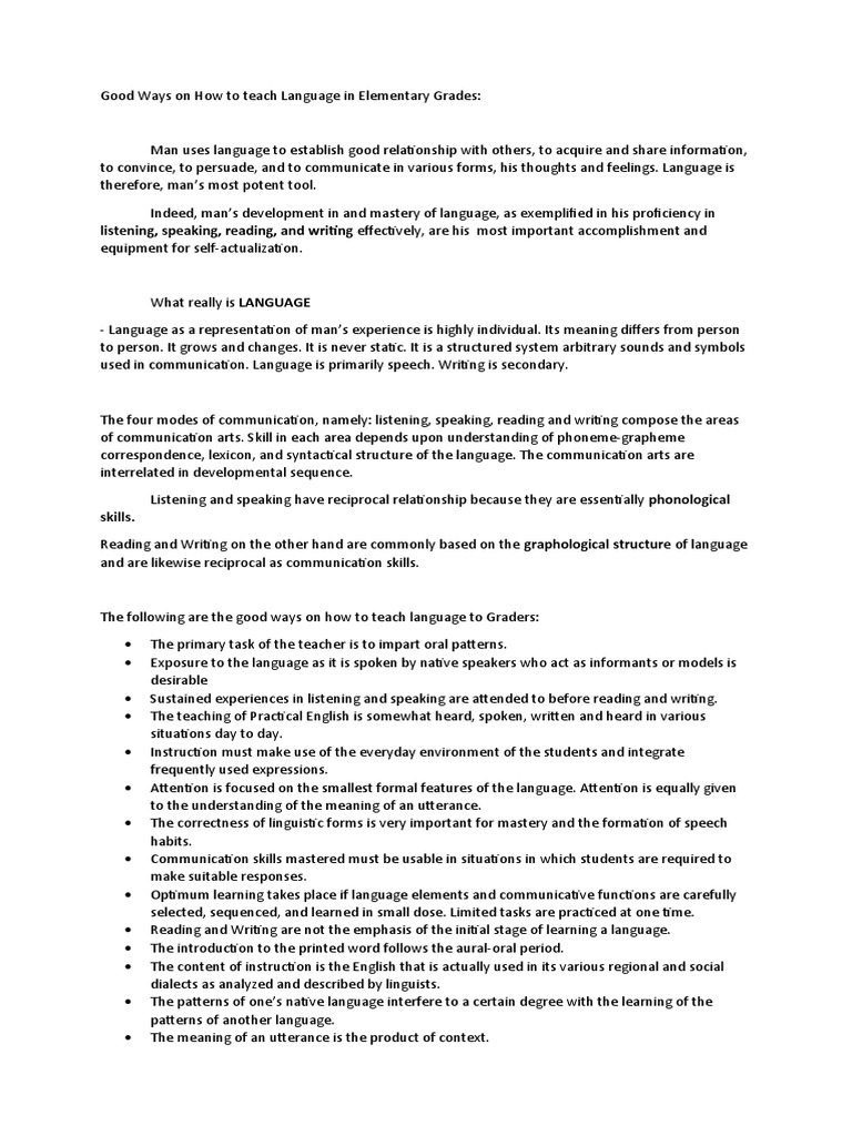 Listening, Speaking, Reading, and Writing Effectively, Are His Most ...