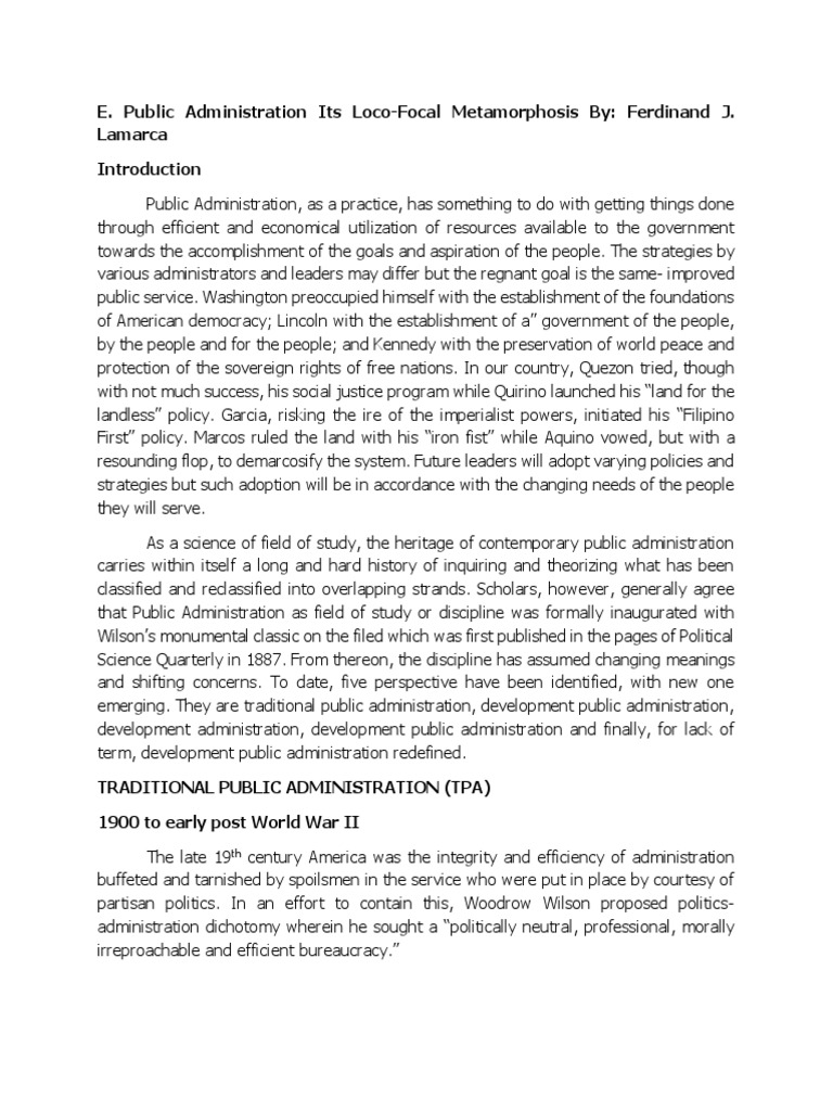 The Evolution of Public Administration: From Traditional Bureaucratic ...