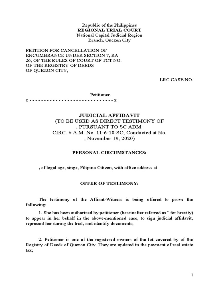 To Be Used As Direct Testimony of CIRC. # A.M. No. 11-6-10-SC Conducted ...