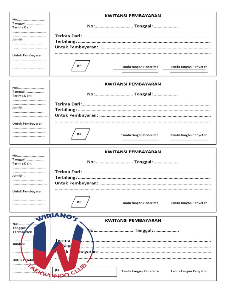 Template Kwitansi Pembayaran Word | PDF