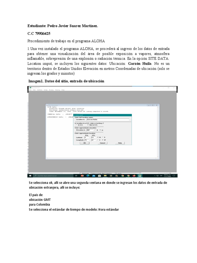 Procedimiento ALOHA para Evaluación de Riesgos | PDF | Química ...