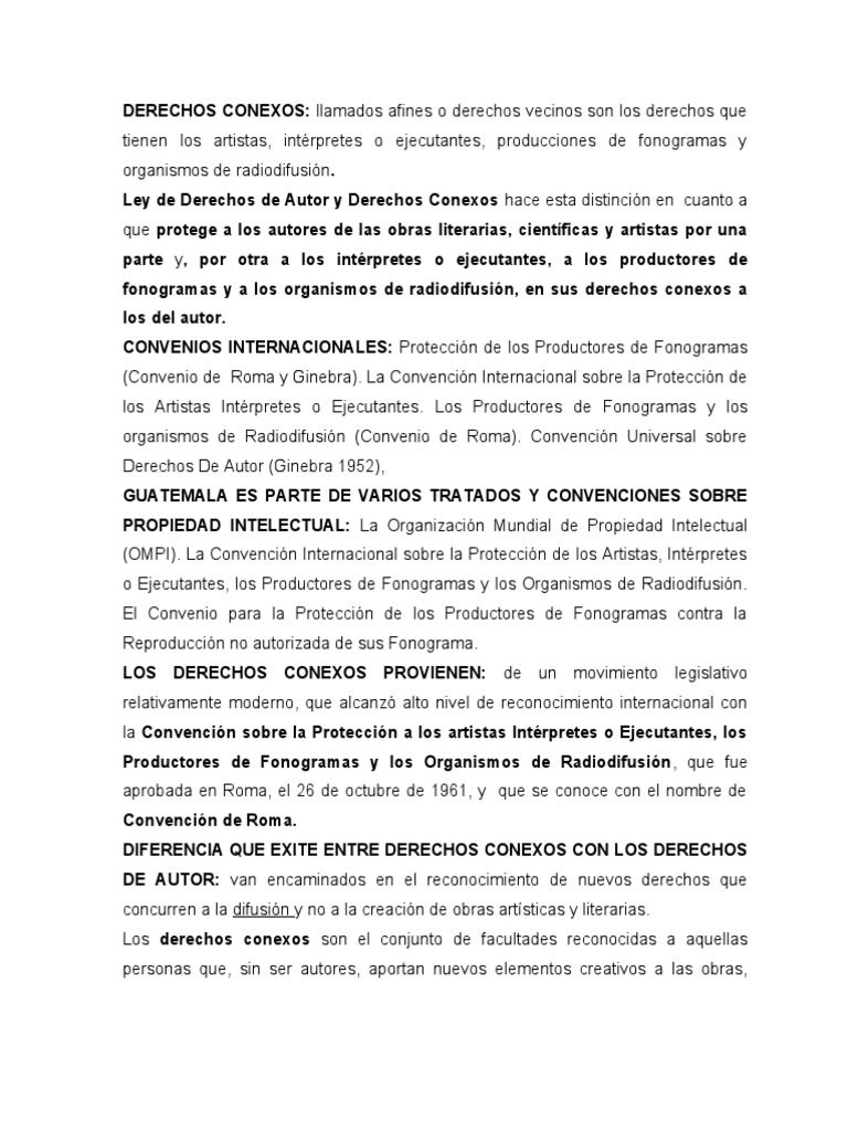 Derechos Conexos | PDF | Derechos de autor | Propiedad intelectual