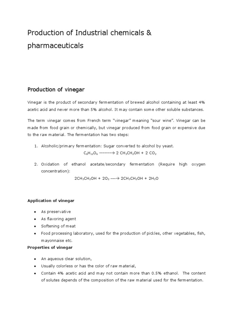 Production and Types of Vinegar: A Comparison of Orlean's and Fring's ...