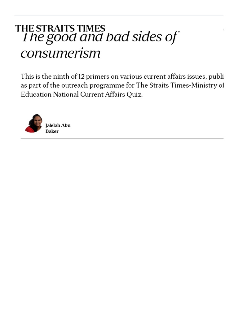The Good and Bad Sides of Consumerism, Opinion News & Top Stories - The ...