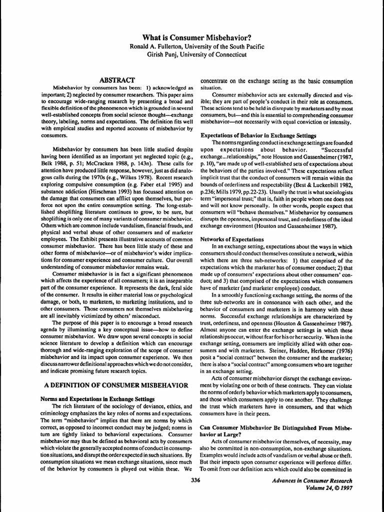 1997 FULLERTON What Is Misbehavior | PDF | Deviance (Sociology) | Behavior