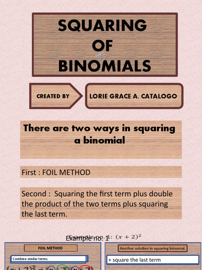 Squaring of Binomials | PDF | Reference | Learning