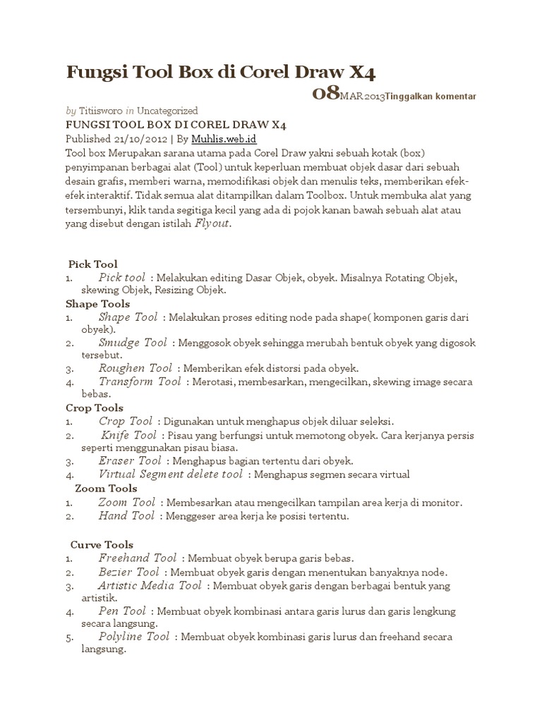 Fungsi Tool Box Di Corel Draw | PDF