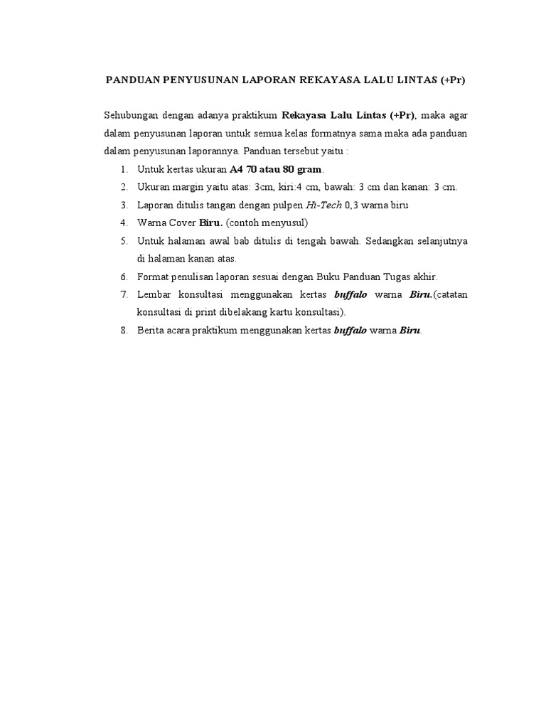 Panduan Penyusunan Laporan RLL | PDF